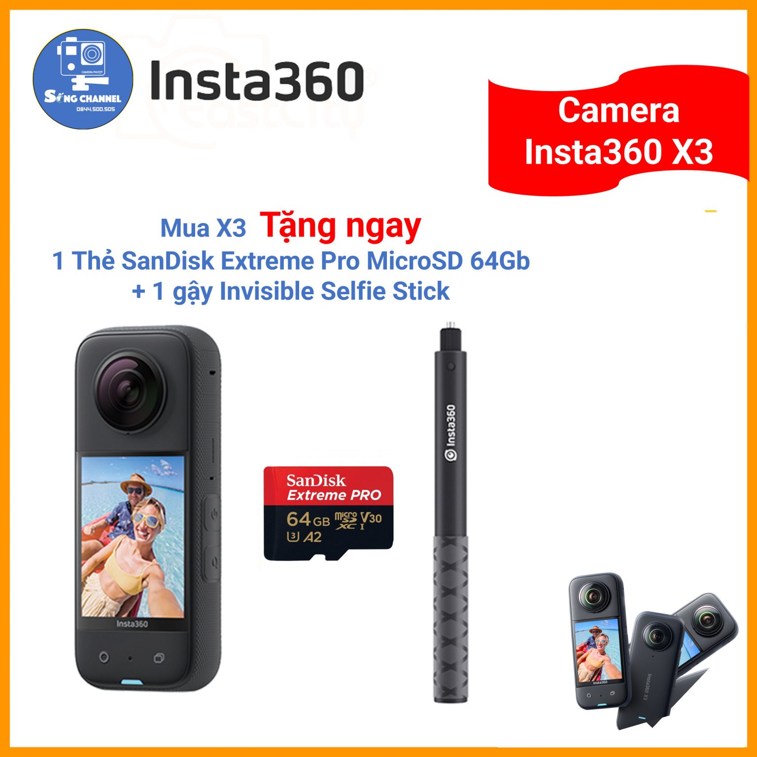 Camera Insta360 X3 - Camera 360 Độ