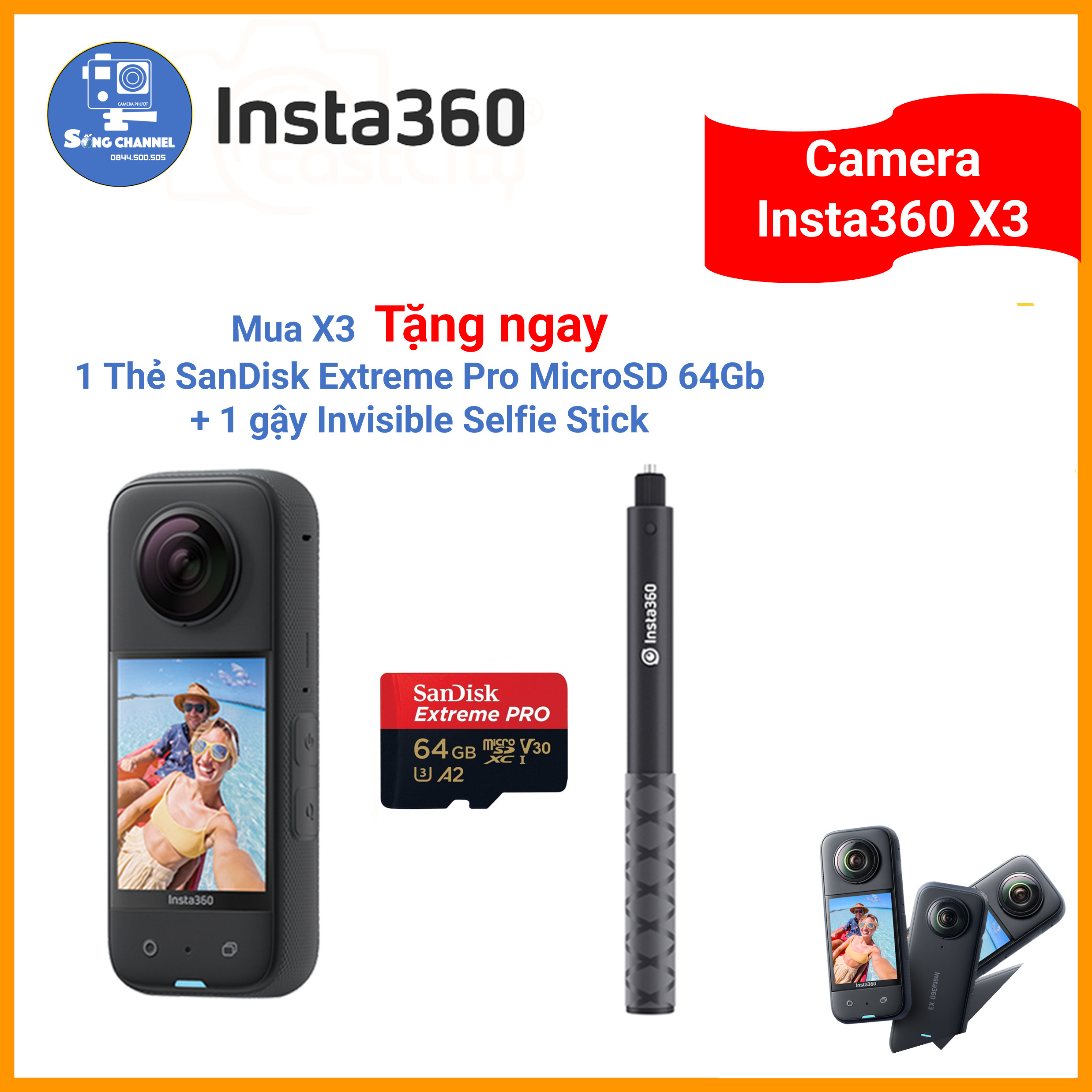 Camera Insta360 X3 - Camera 360 Độ